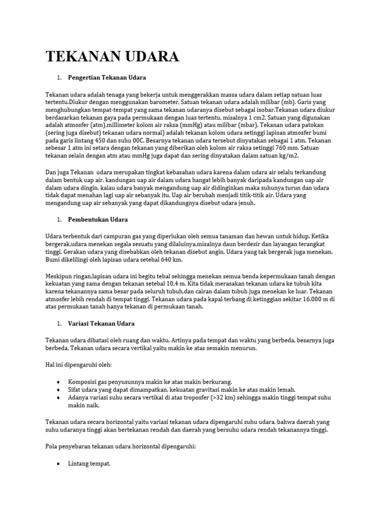 Tekanan Udara | PDF