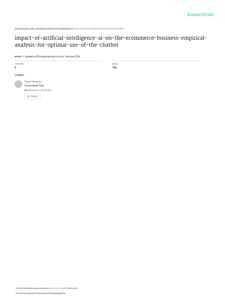 Impact of Artificial Intelligence Ai On The Ecommerce Business Empirical Analysis For Optimal ...