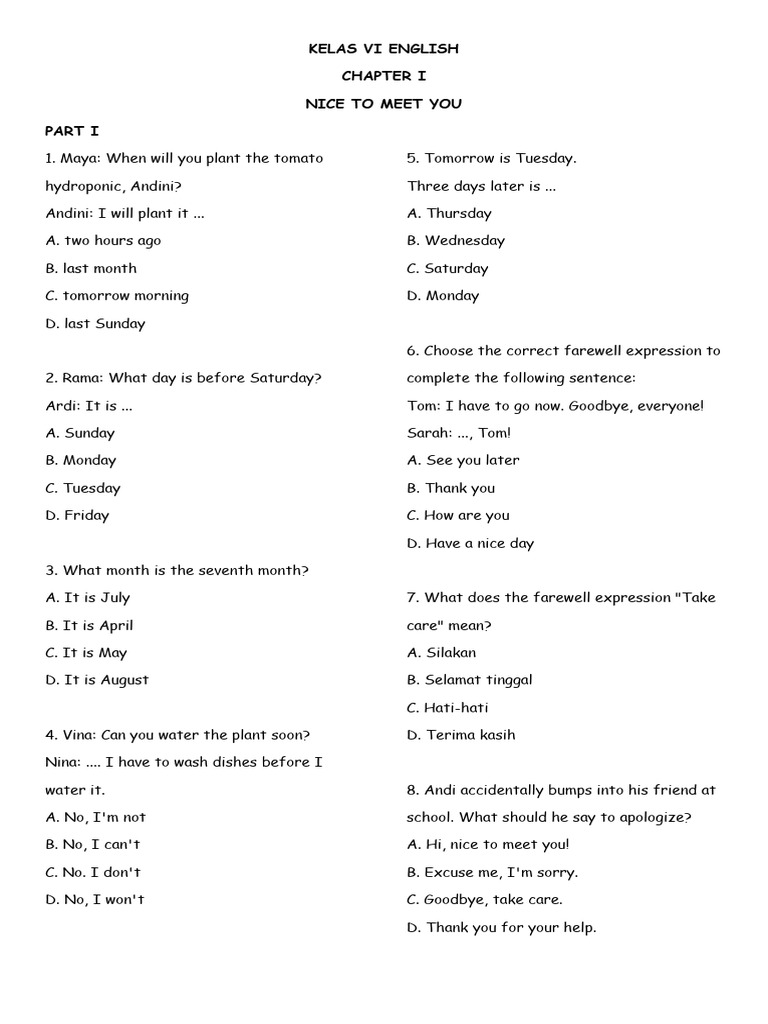 (Rangkap 3) Kelas Vi English | PDF