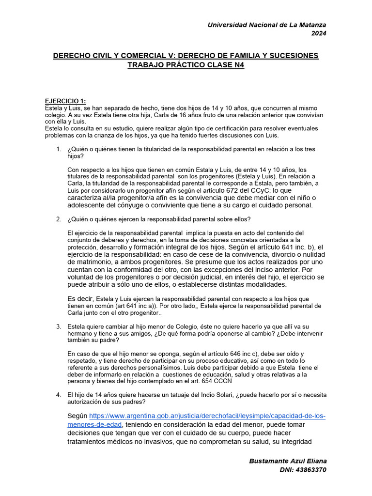 TP Clase 4 - Bustamante Azul | PDF | Divorcio | Matrimonio