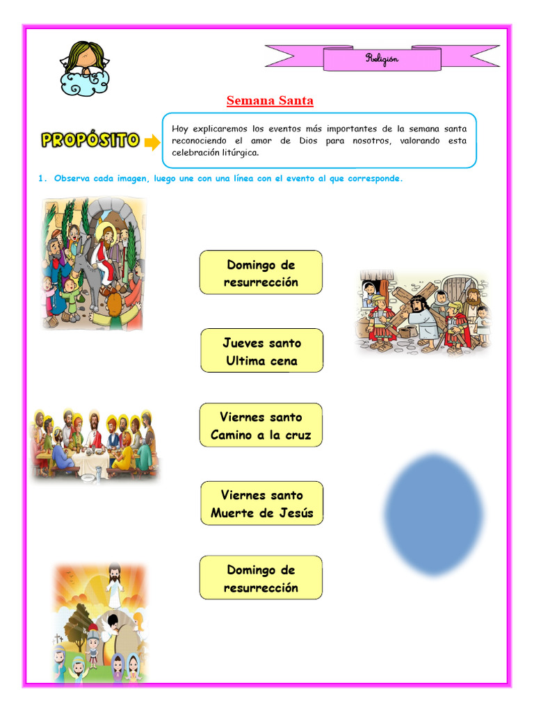 E2 Ficha D2 Religion Semana Santa | PDF | Pascua de Resurrección | Jesús