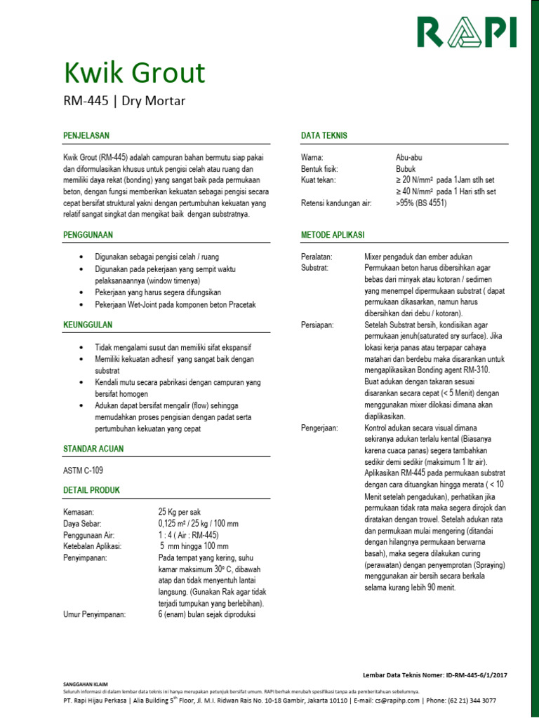 ID-RM-445 - Kwik Grout | PDF