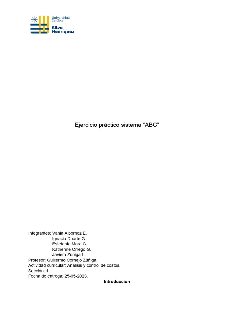Ejercicio Práctico Sistema ABC | PDF