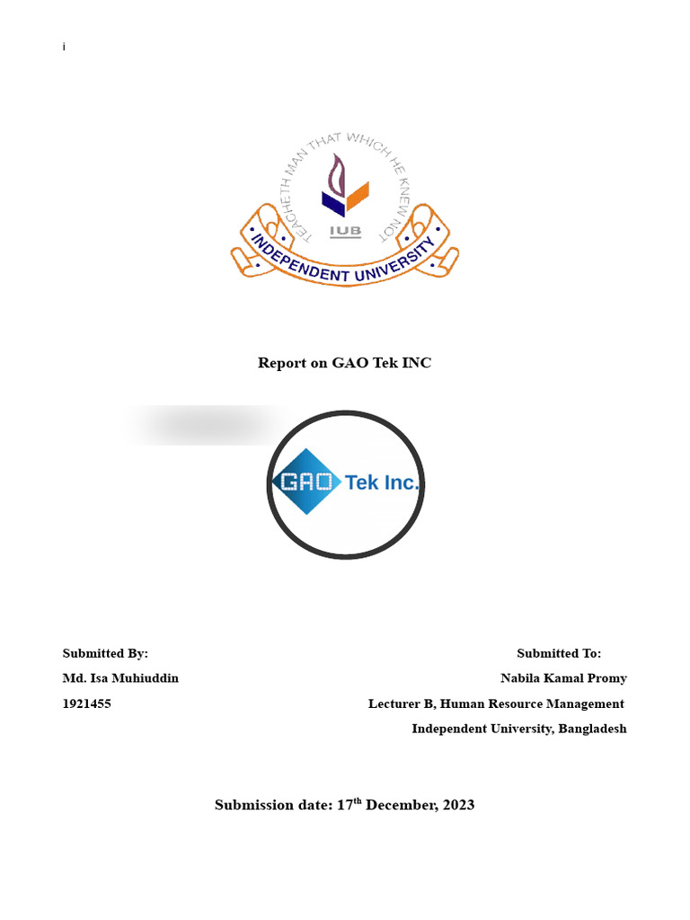 GAO-Tek-Inc - Final Draft | PDF | Recruitment | Employment