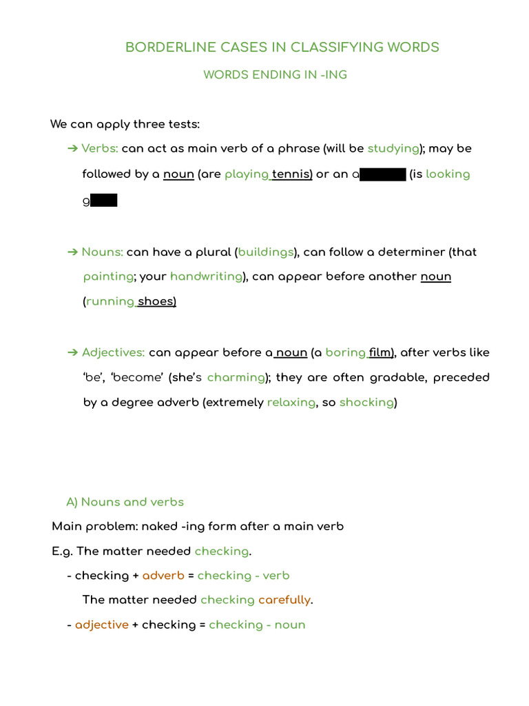 Borderline Cases in Classifying Words | PDF | Language Arts & Discipline