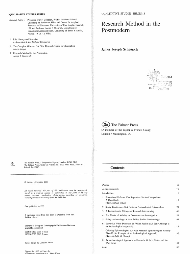 (Qualitative Studies Series 3) James Joseph Scheurich - Research Method ...