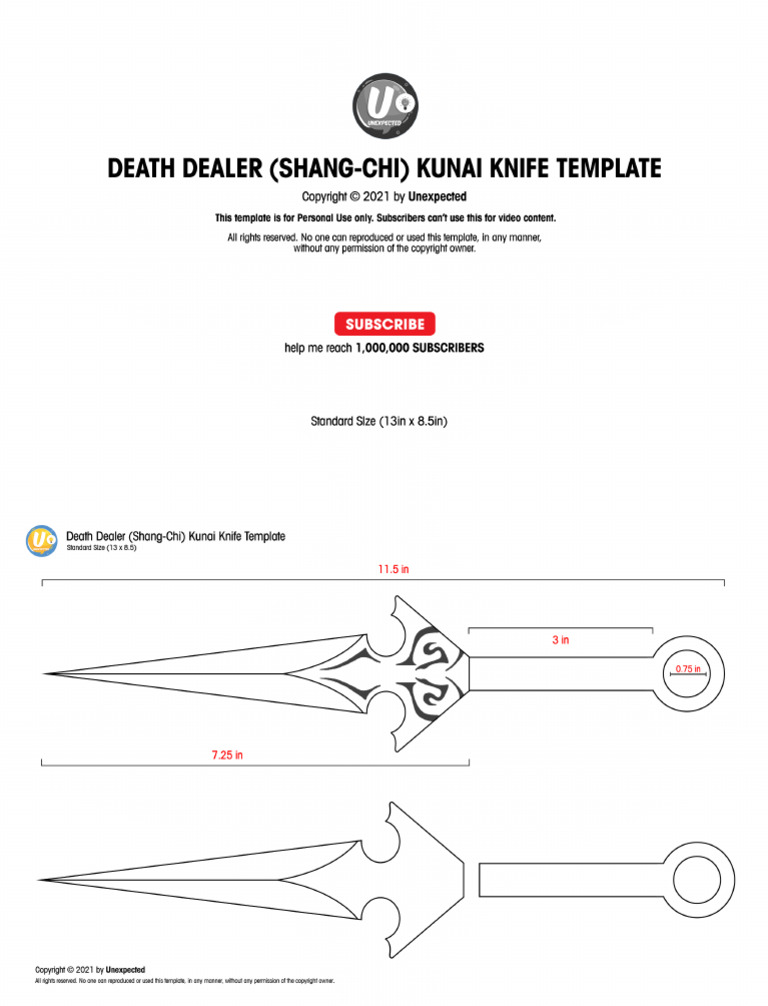 Death Dealer (Shang Chi) Kunai Knife Template | PDF