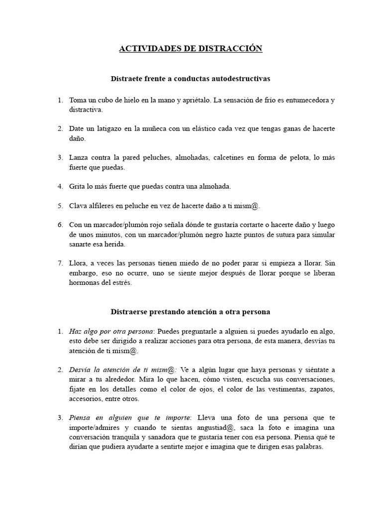 Actividades de Distracción | PDF