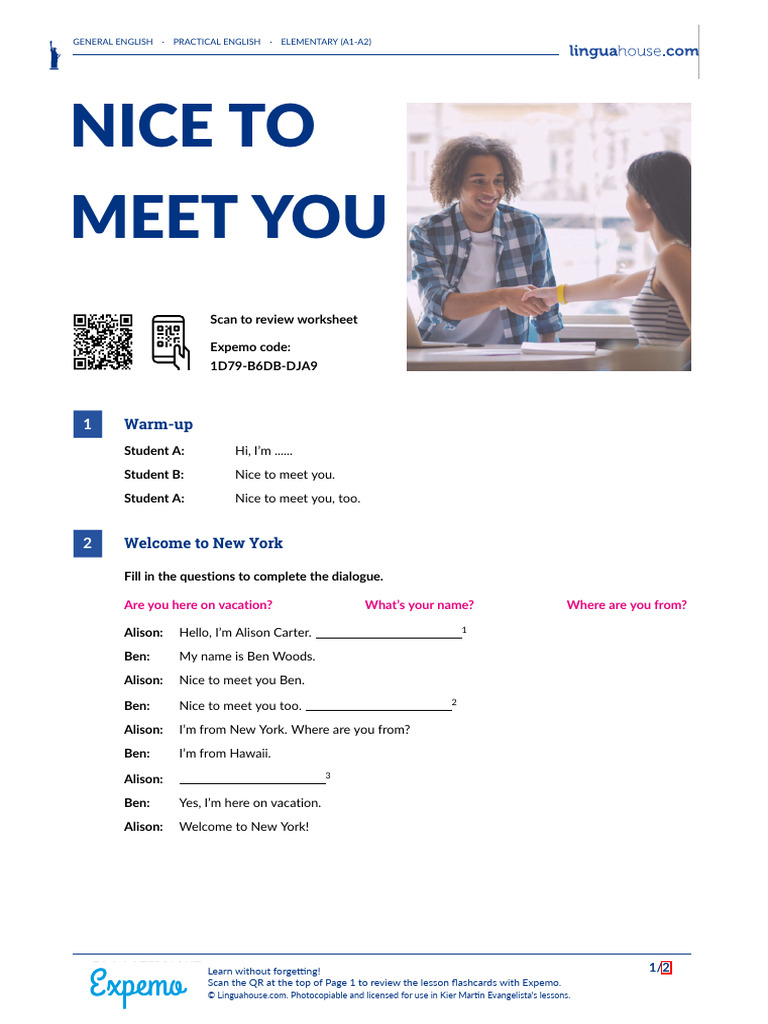 Nice To Meet You American English Teacher | PDF | Learning