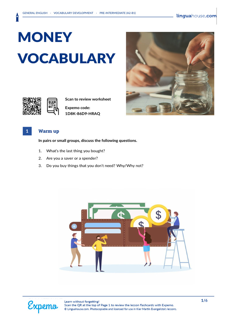 Money Vocabulary British English Teacher | PDF | Money | Debt
