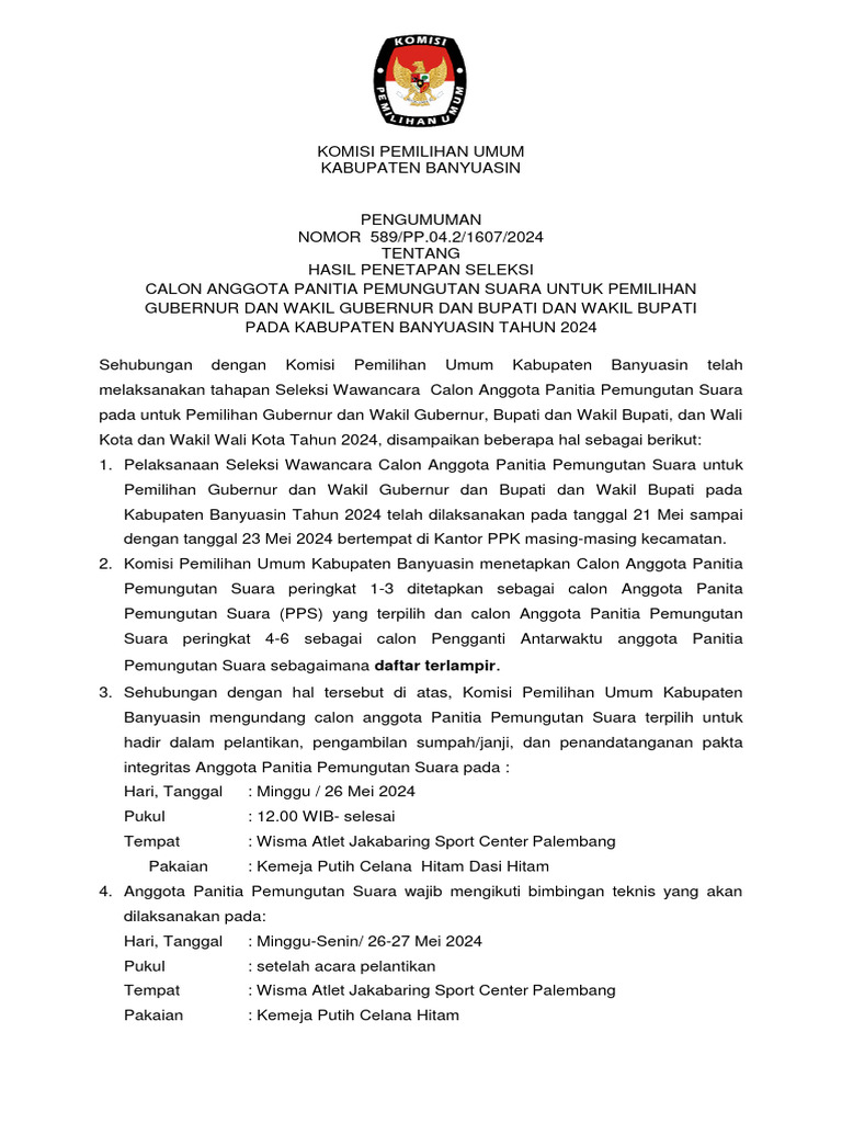 Pengumuman dan lampiran Hasil Seleksi Wawancara PPS | PDF Pengumuman dan lampiran Hasil Seleksi Wawancara PPS | PDF