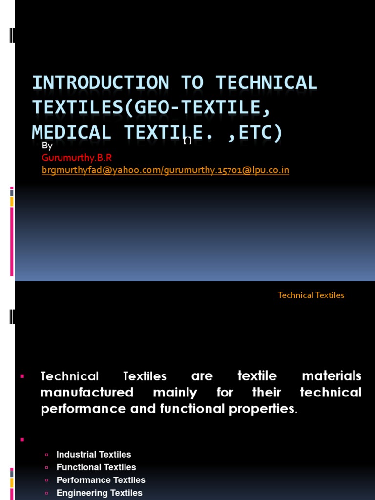 Introduction To Technical Textile, Medical Textile) | PDF | Textiles ...
