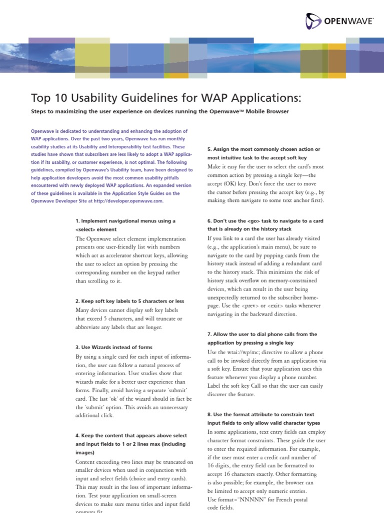 WAP Usability | PDF | Usability | Menu (Computing)