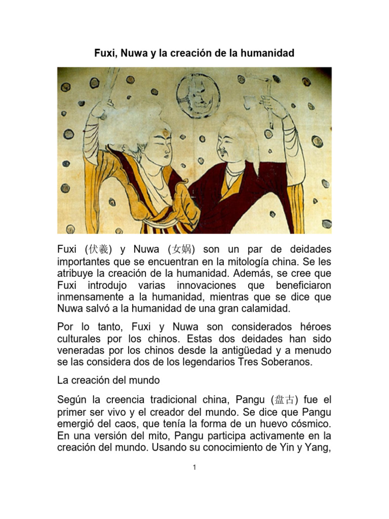 Fuxi y Nuwa: Creadores de la humanidad | PDF | Mitos de la creación