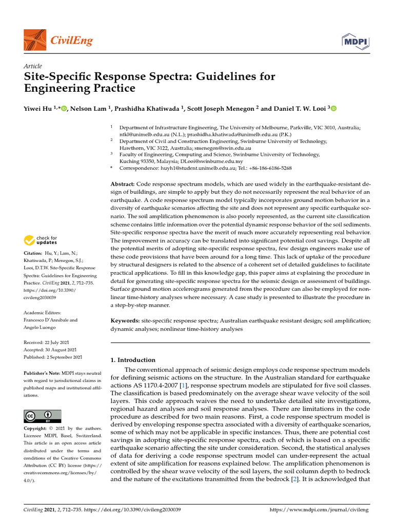 Site-Specific Response Spectra - Guidelines For Engineering Practice ...