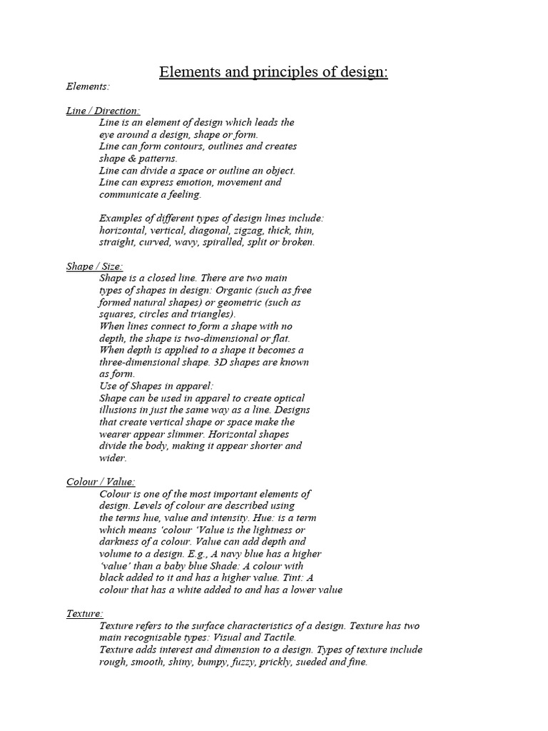 Elements and Principles of Design | PDF | Shape | Composition (Visual Arts)