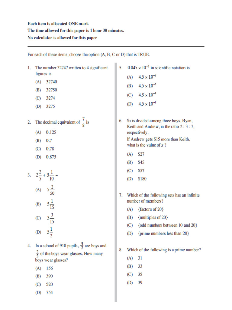 Multiple Choice Question Sheet | PDF