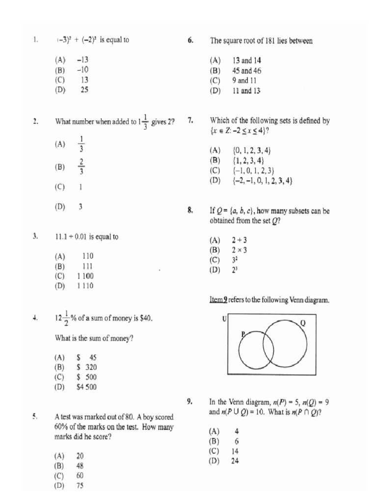 Multiple Choice Question Sheet | PDF