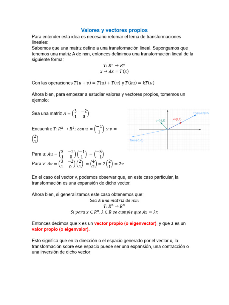 Valores y Vectores Propios | PDF | Valores propios y vectores propios | Matriz (Matemáticas)