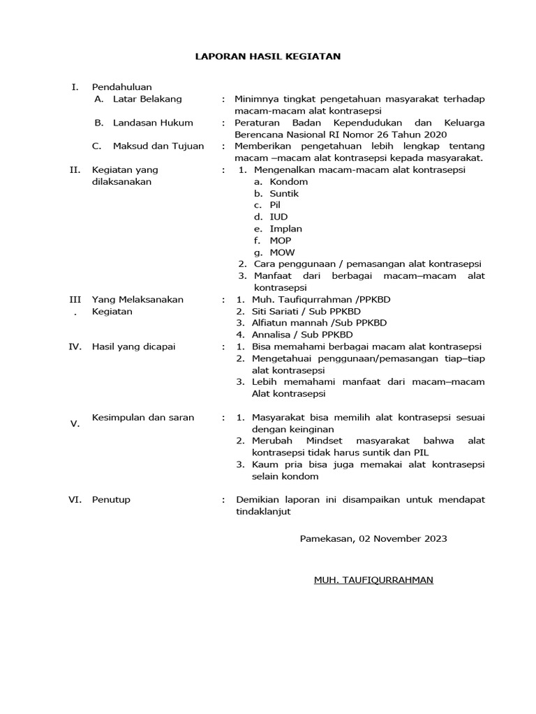 Laporan Hasil Kegiatan | PDF