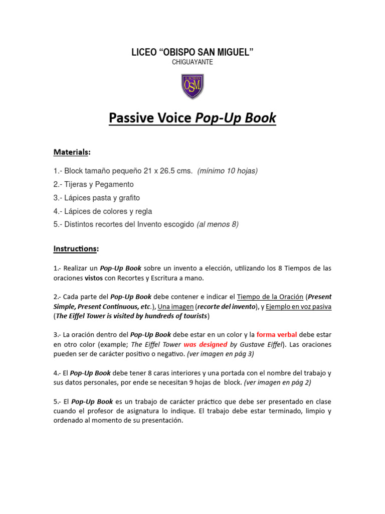 Passive Voice Pop-Up Book | PDF | Arte