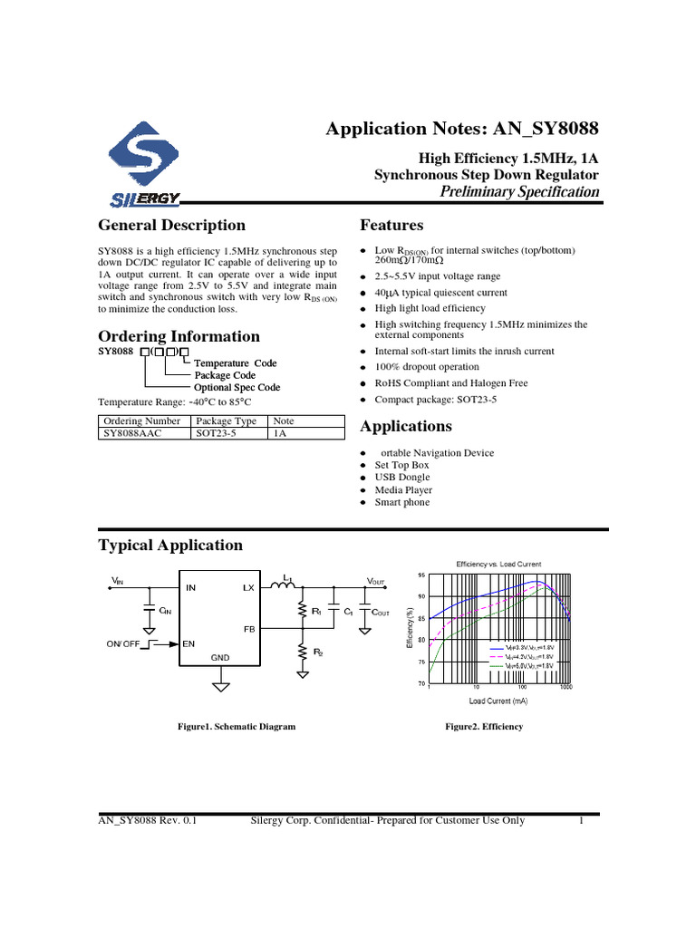 Silergy-Corp-SY8088AAC C79313 | PDF | Inductor | Electrical Circuits