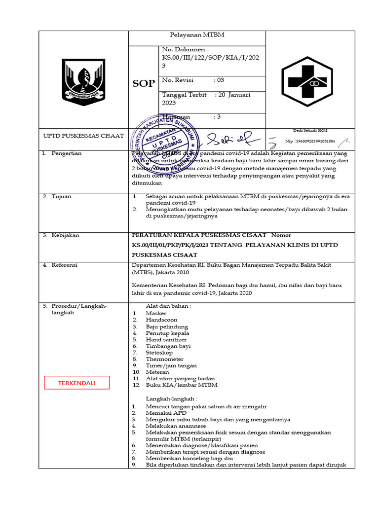 3 SOP Pelayanan MTBM | PDF | Sains & Matematika