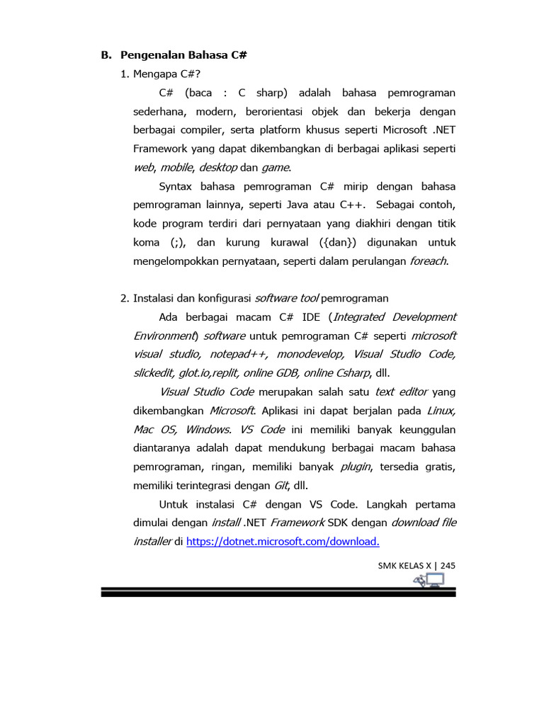 Pengenalan Bahasa Program C# | PDF