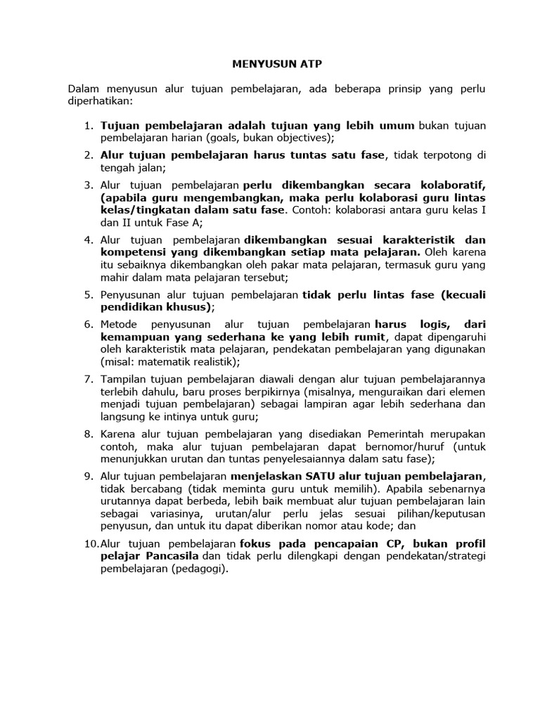 Cara Menyusun Atp | PDF