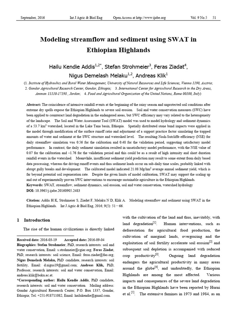 Modeling Streamflow and Sediment Using SWAT in | PDF | Drainage Basin | Surface Runoff