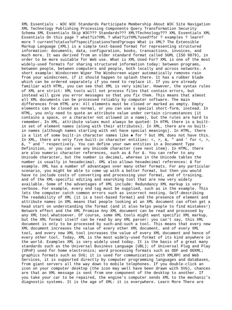 Xml Essentials W3c Pdf Xml Html 6052