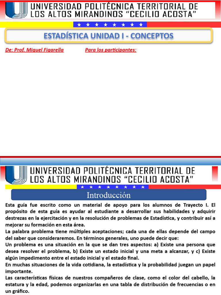 Clase Estadística Unidad i | PDF | Muestreo (Estadísticas) | Estadísticas