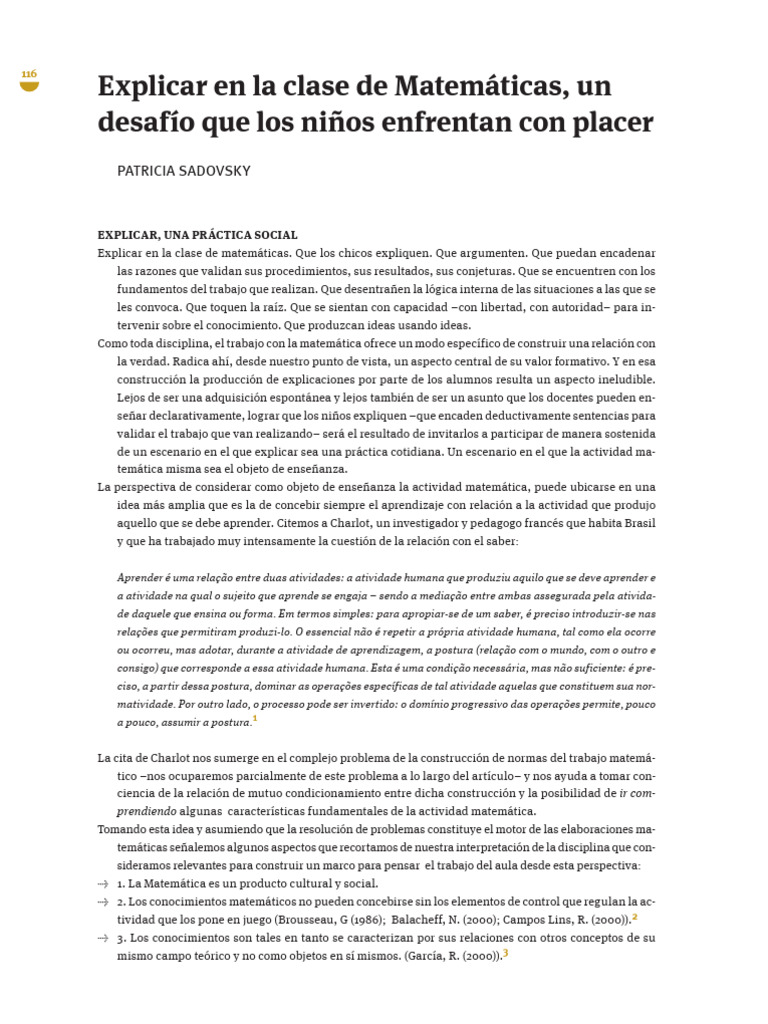 Explicar en La Clase de Matemáticas - Sadovsky | Descargar gratis PDF ...