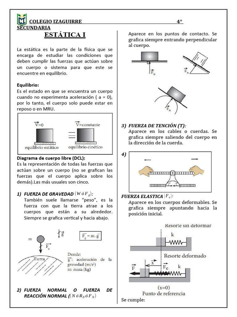 4 Sec Estática I | PDF | Fuerza | Fricción