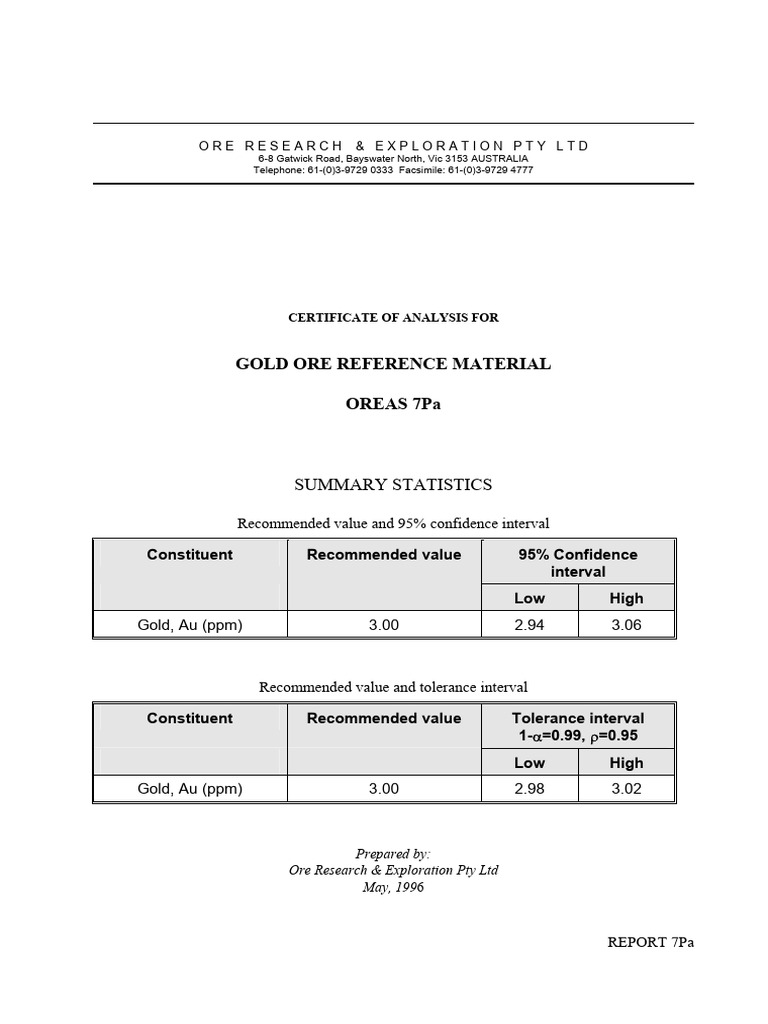 OREAS 7pa | PDF