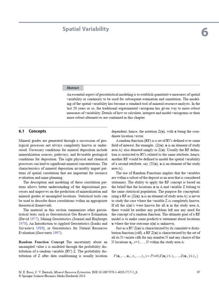 Mineral_Resource_Estimation_Variograms | PDF | Variance | Covariance