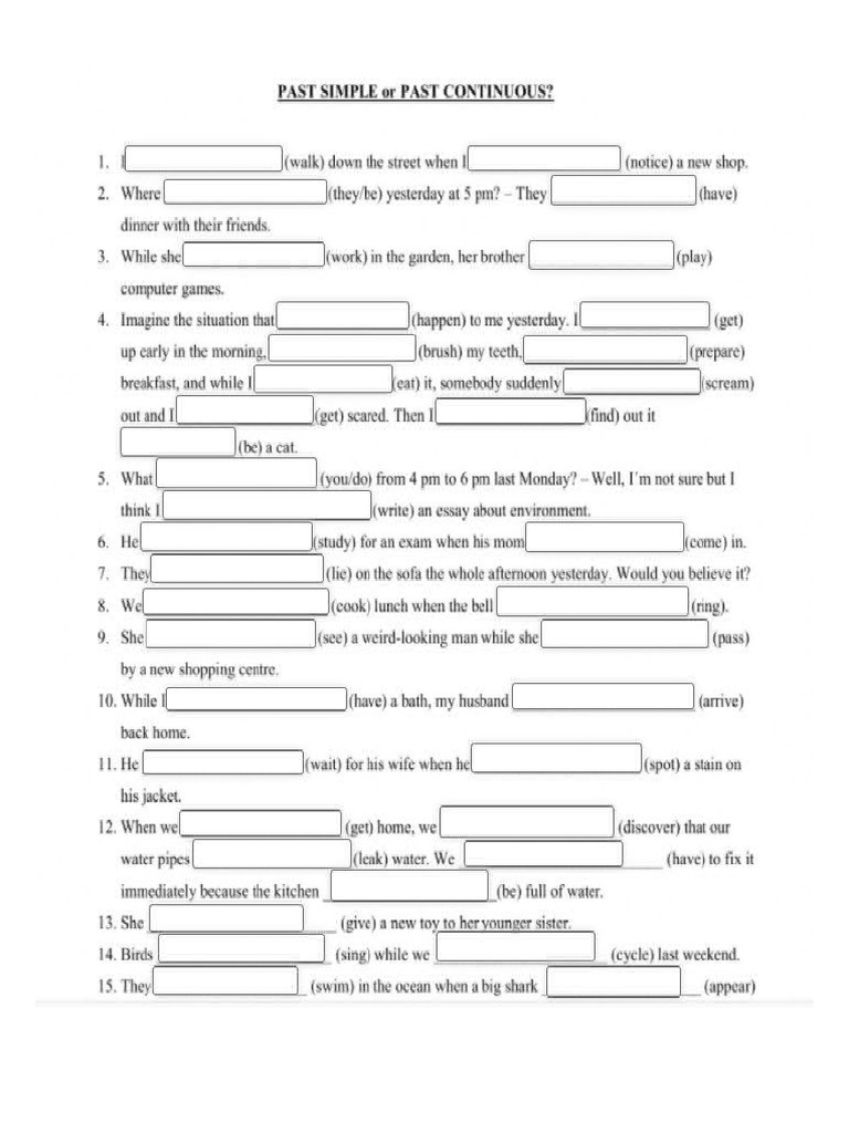Past Tense Vs Past Continuous | PDF