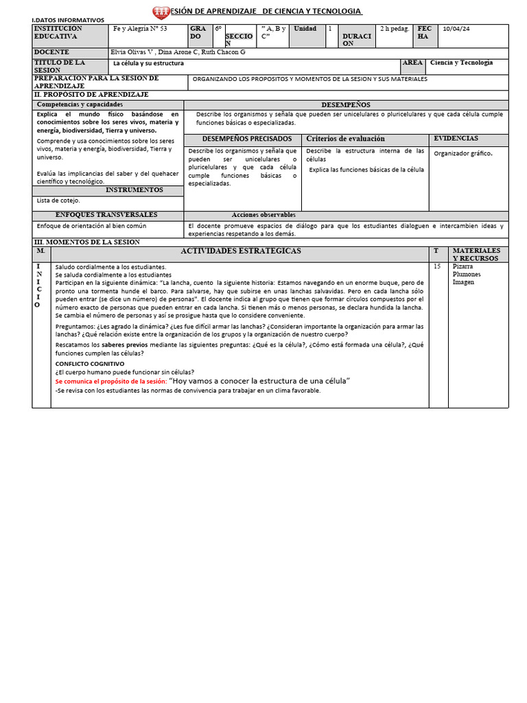 Sesiones Semana 2 - 1 Unidad (Mier - Jue) | PDF | Evaluación | Aprendizaje