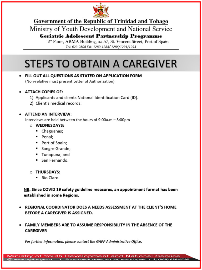 GAPP Steps To Obtain A Caregiver | PDF