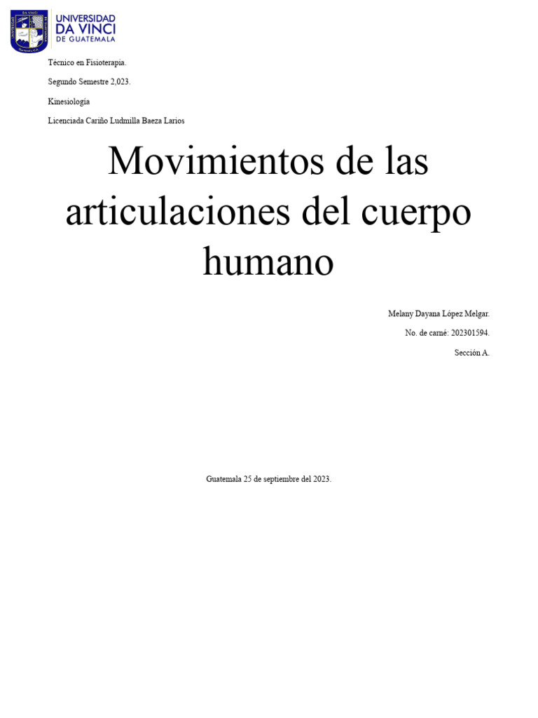 Movimientos de Las Articulaciones | PDF | La columna vertebral | Codo