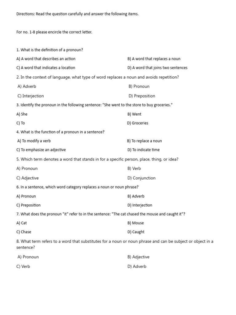 Pronoun Exercises and Answer Key | PDF | Pronoun | Noun