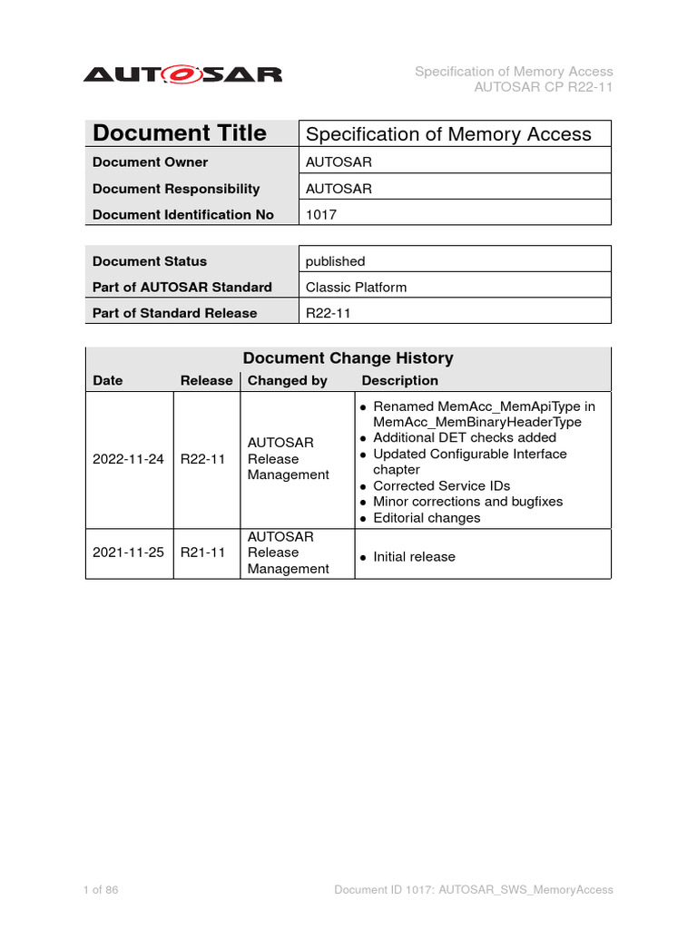 Autosar Sws Memoryaccess | PDF | Flash Memory | Device Driver