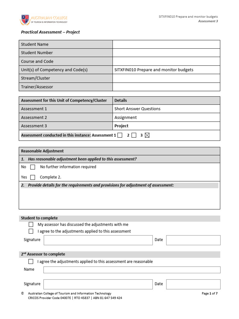 SITXFIN010 Assessment 3 - Project | PDF | Budget | Data