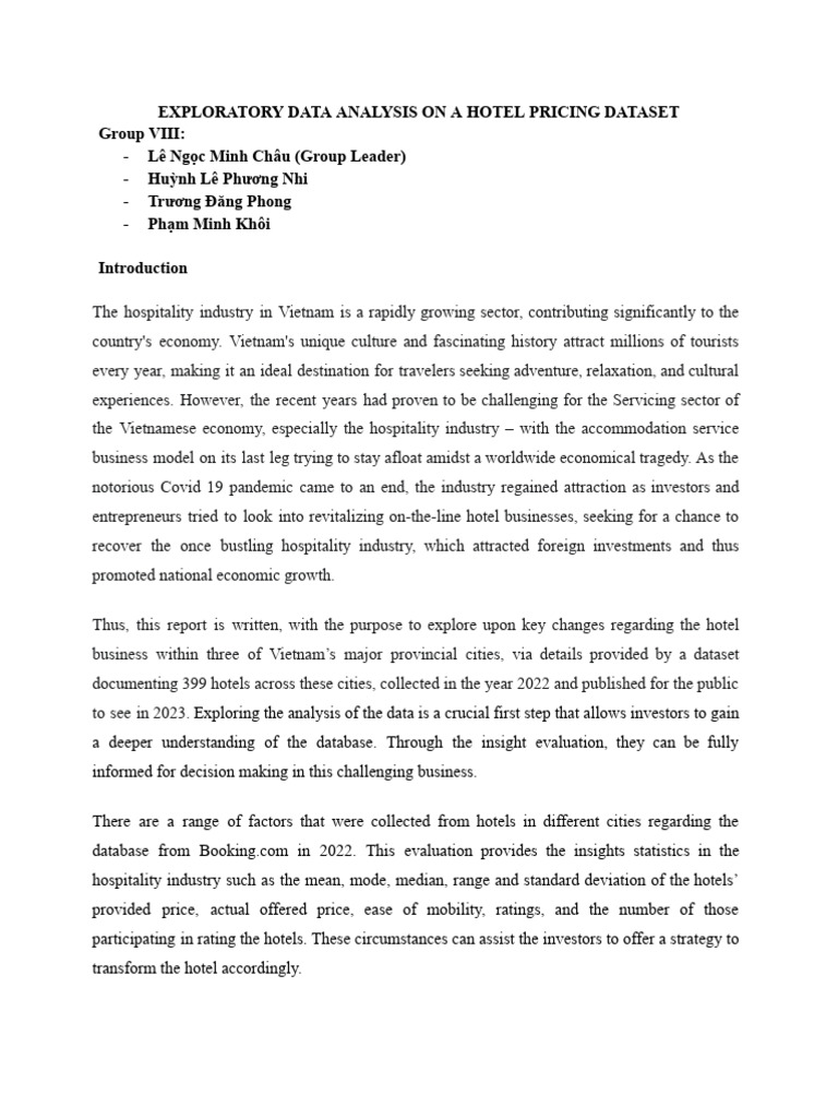 Vietnam Hotel Pricing Analysis 2022 | PDF | P Value | Analysis Of Variance