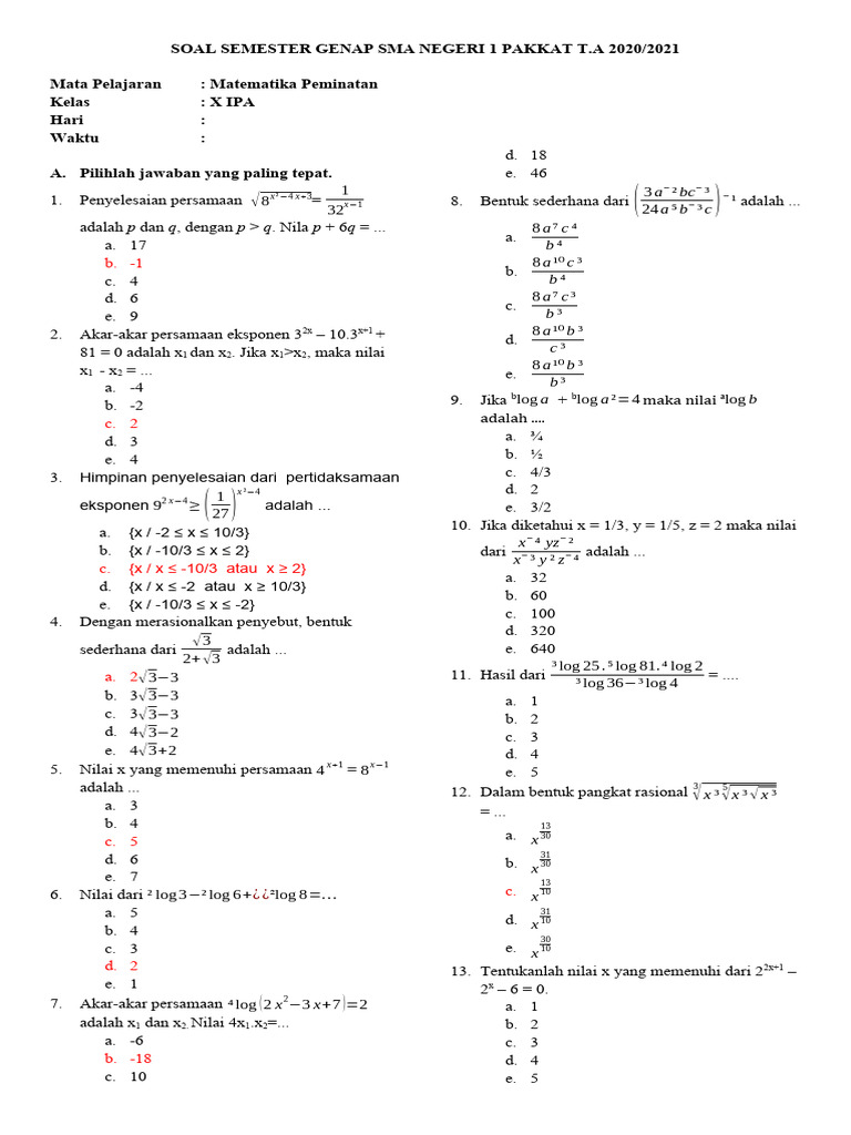 Soal Semester Genap Sma Negeri 1 Pakkat 1 | PDF