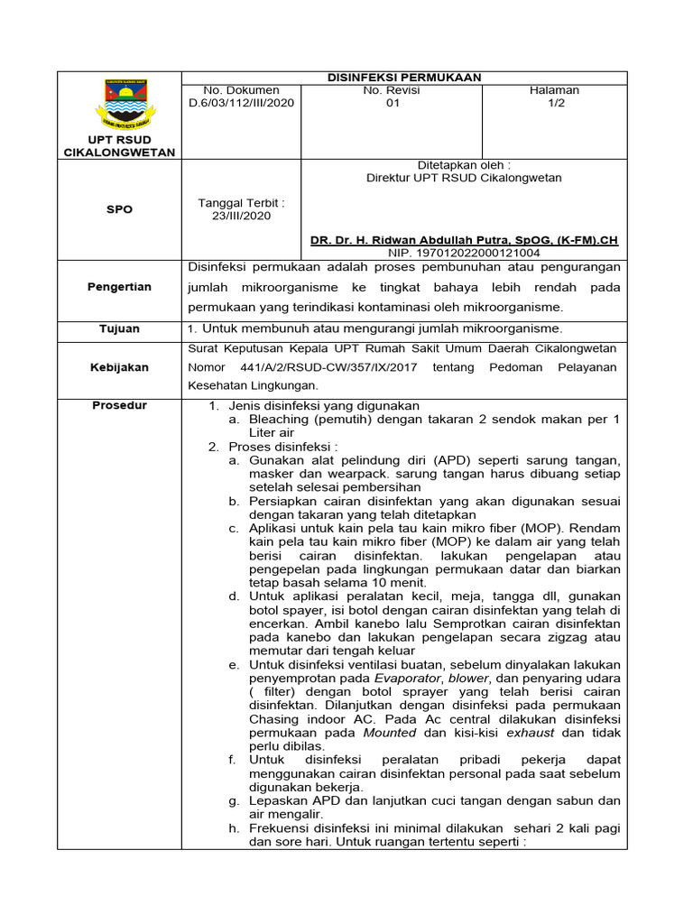 112 Desinfeksi Permukaan | PDF | Griya & Taman | Kesehatan Holistik
