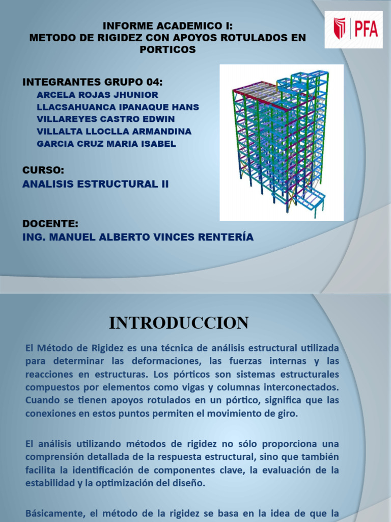 GRUPO 04 TEMA 11 Método de Rigidez en Pórticos Con Apoyos Rotulados | Descargar gratis PDF ...
