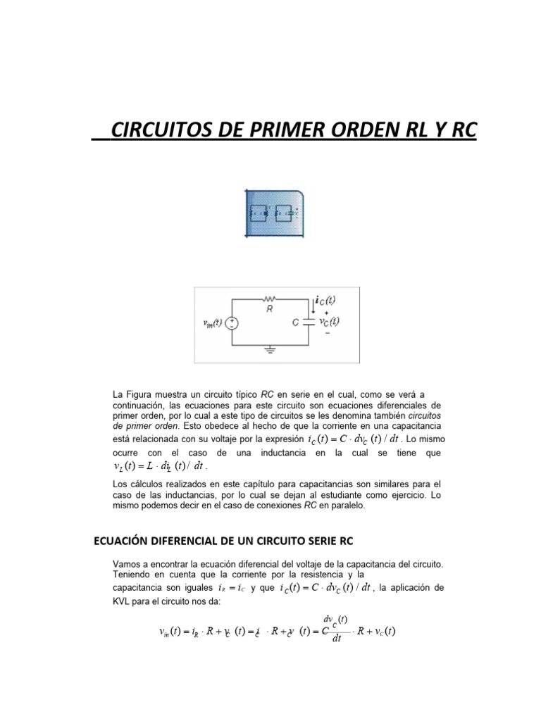 Circuitos de Primer Orden RL y RC | PDF | Red eléctrica | Ecuaciones