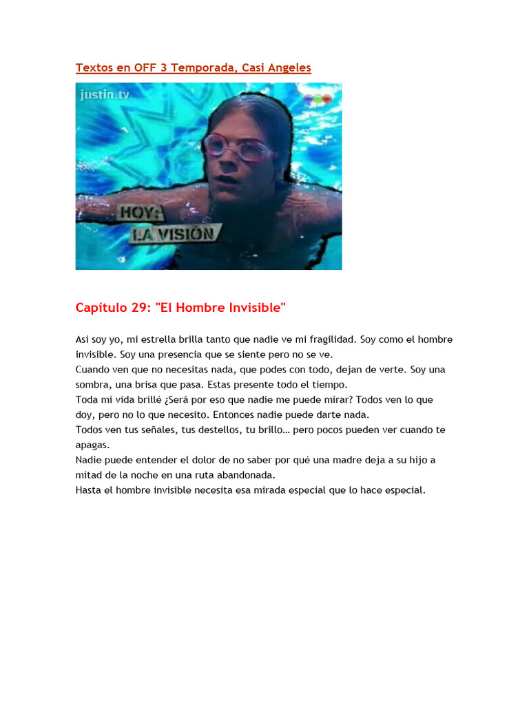 Textos en OFF: Casi Ángeles 3ª Temporada | PDF | Amor | Otoño