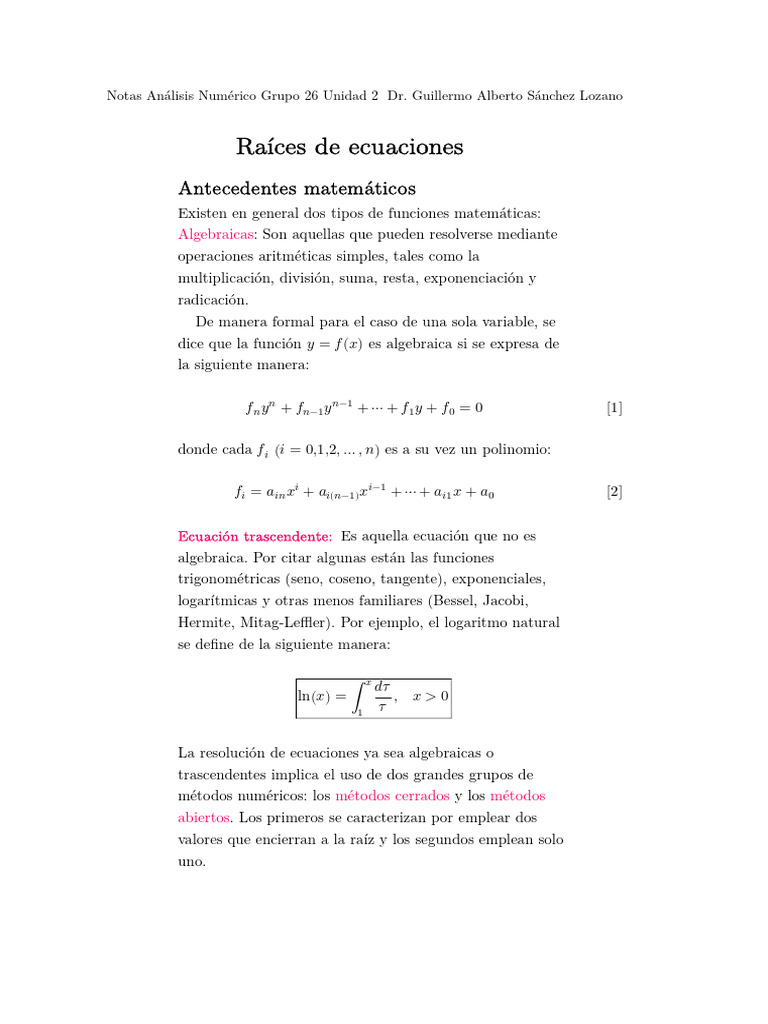 AN Grupo 26 Unidad 2 | Descargar gratis PDF | Logaritmo | Análisis numérico